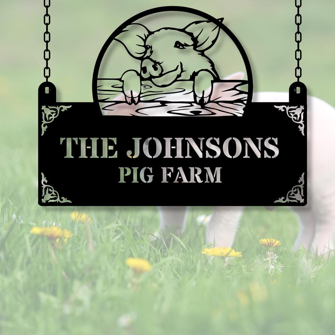 Custom Pig Metal Sign, Personalized Pig Farm Sign, Pig Wall Art, Metal ...
