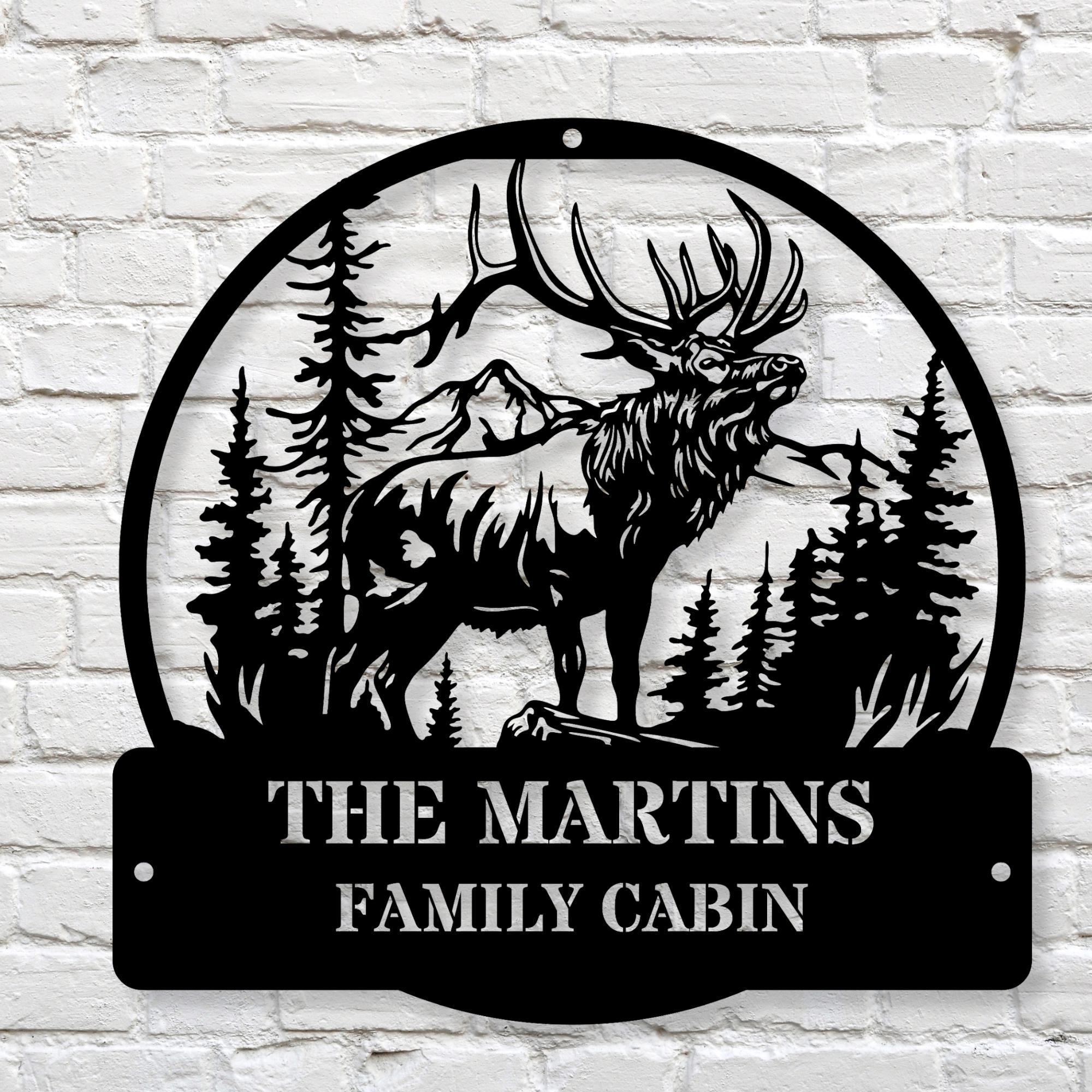 Custom Elk Metal Wall Sign, Personalized Cabin Metal Sign, Last Name ...
