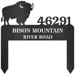 Customized Bison Metal Address Stake Sign, Bison Front Yard Address ...