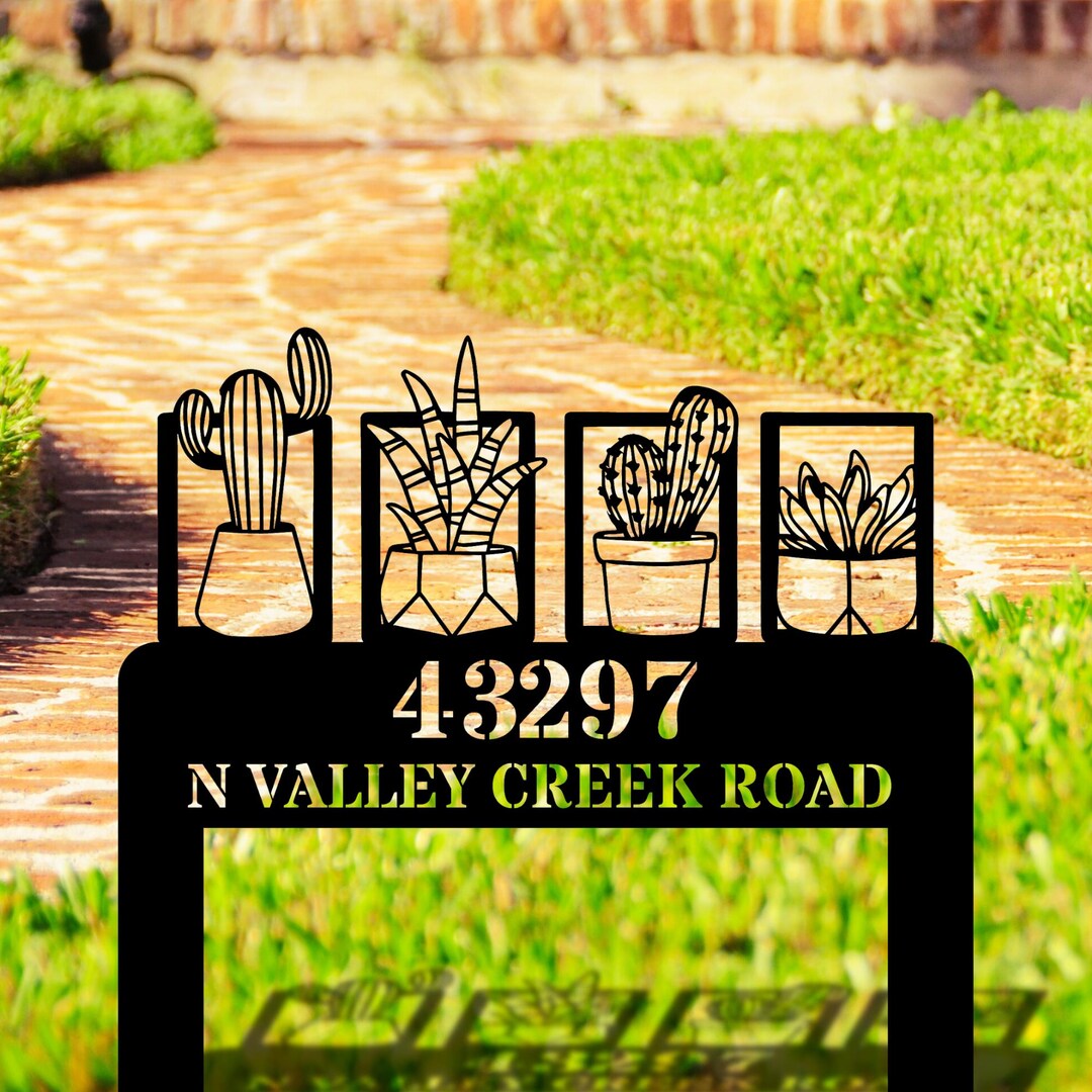 Custom Cactus Address Metal Stake, Arizona Home Address Metal Sign, New ...