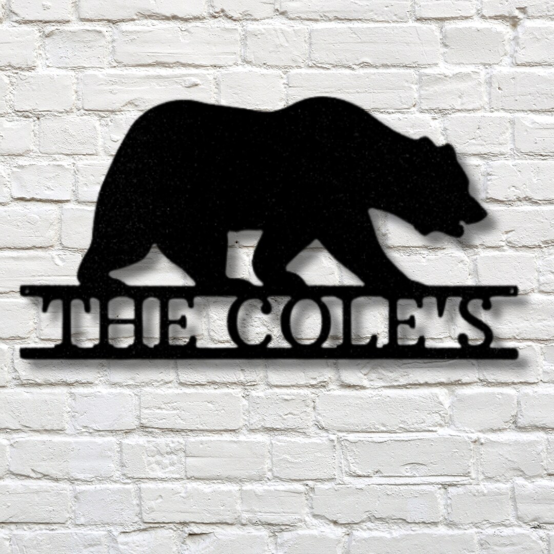 Personalized Bear Metal Sign, Custom Bear Wall Art, Housewarming Wall ...