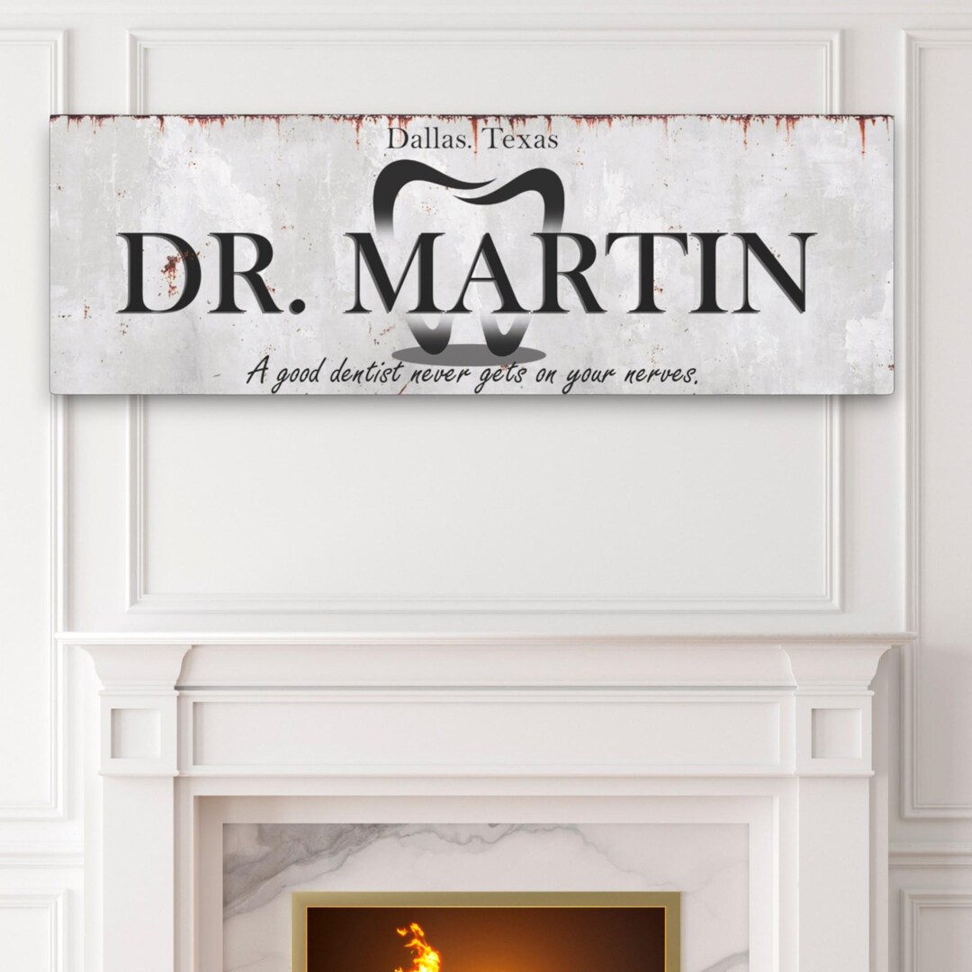 Dental Office Decor, Canvas Sign, Rustic Wall Art Dentist Name Sign ...