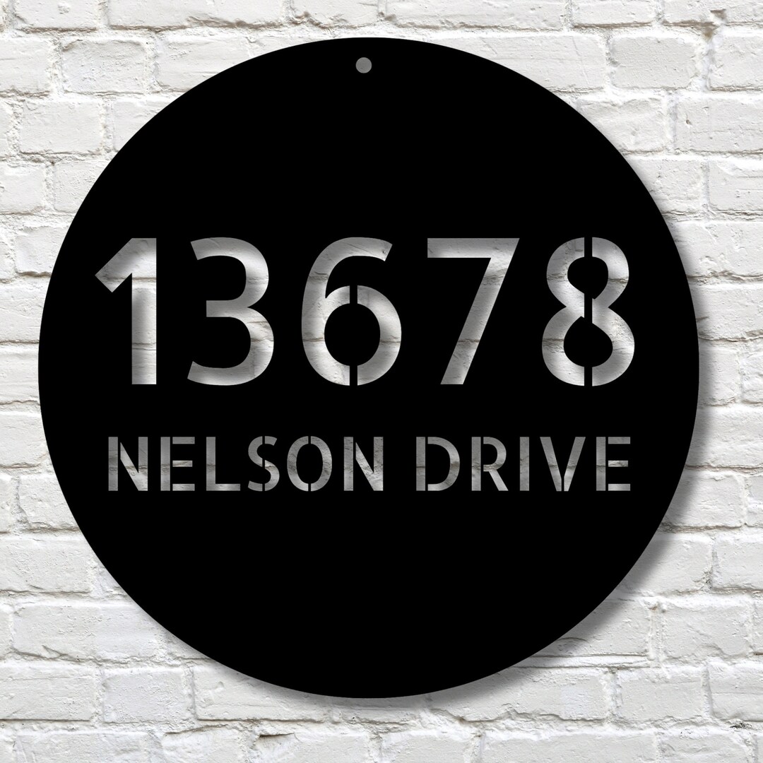 Custom Circle Address Metal Sign, Personalized Address Sign Plaque ...
