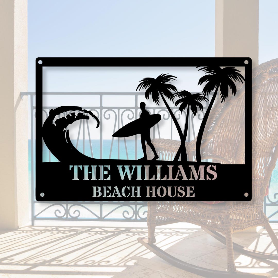 Custom Beach House Metal Sign, Surfing Sign, Lake House Metal Sign ...