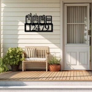 Cactus House Number Metal Sign, Home Address Sign, Porch Address Metal ...