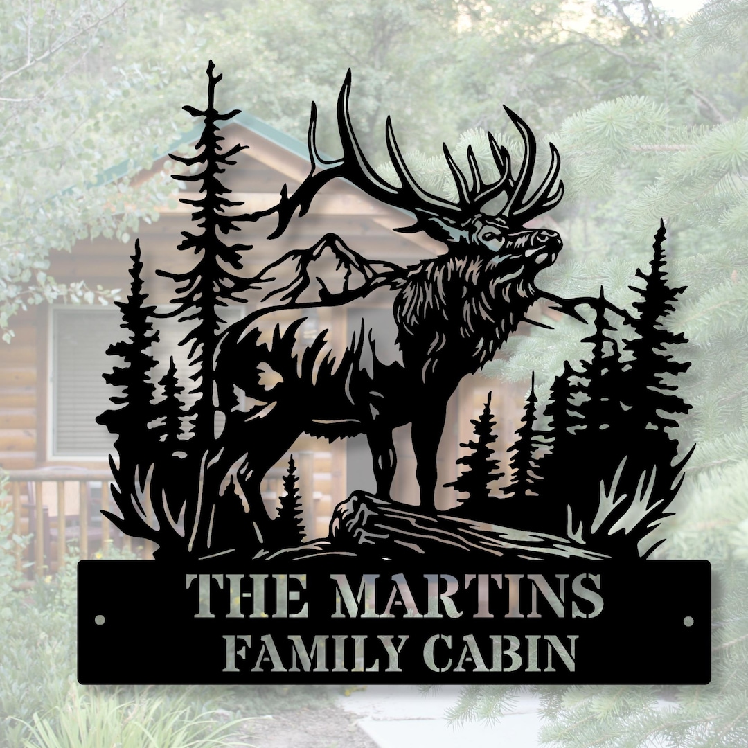 Custom Elk Metal Sign, Elk Wall Art, Wildlife Decor, Elk Address Sign ...