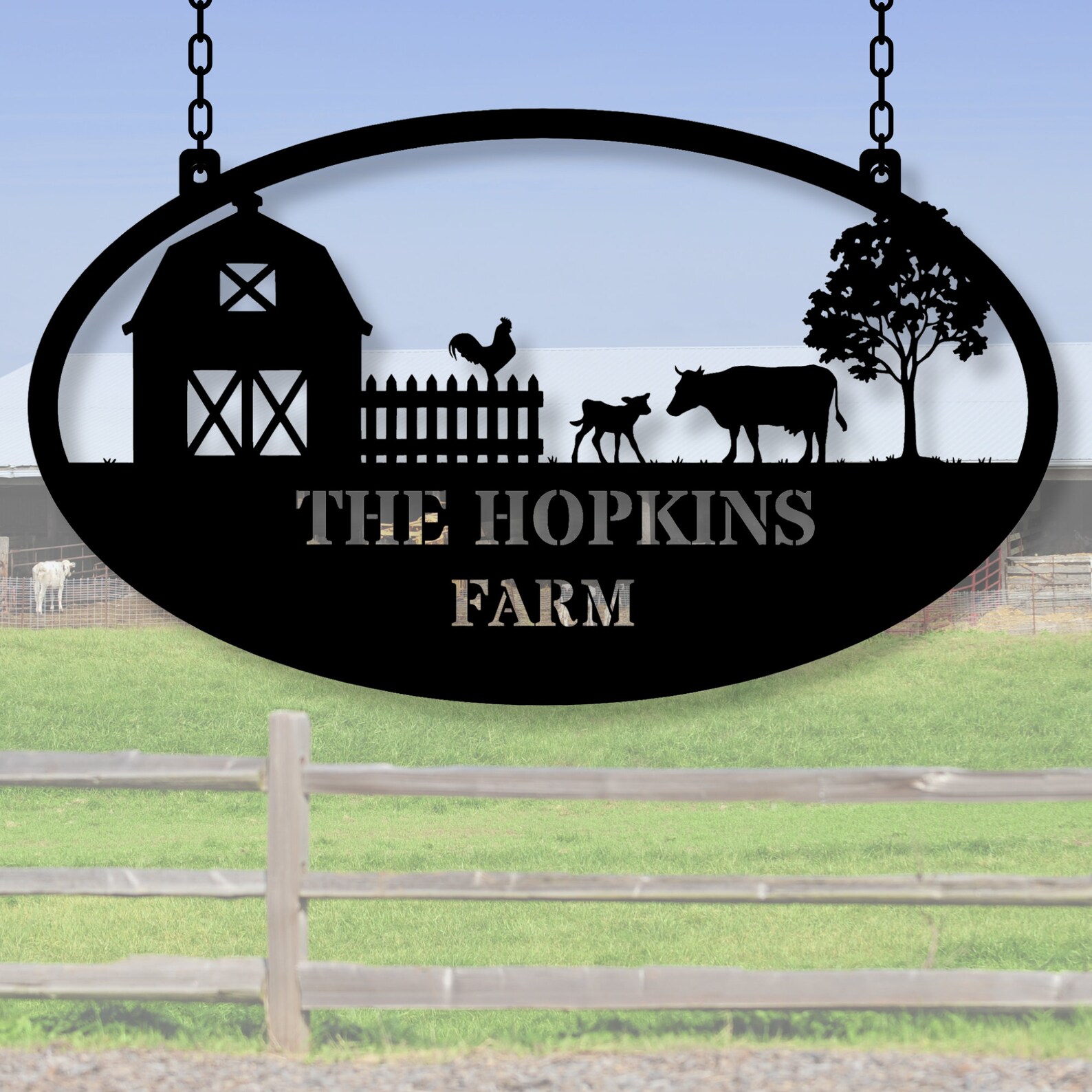 Farmhouse Metal Sign, Metal Farm Address Sign, Last Name Hanging Sign ...