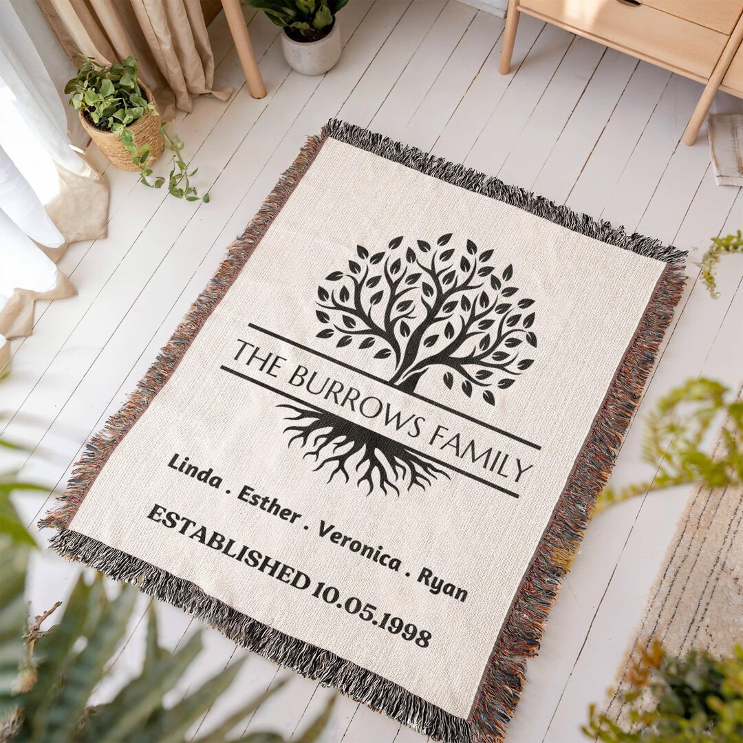 Personalized Family Tree Throw Blanket, Anniversary Gift Blanket, Movie ...