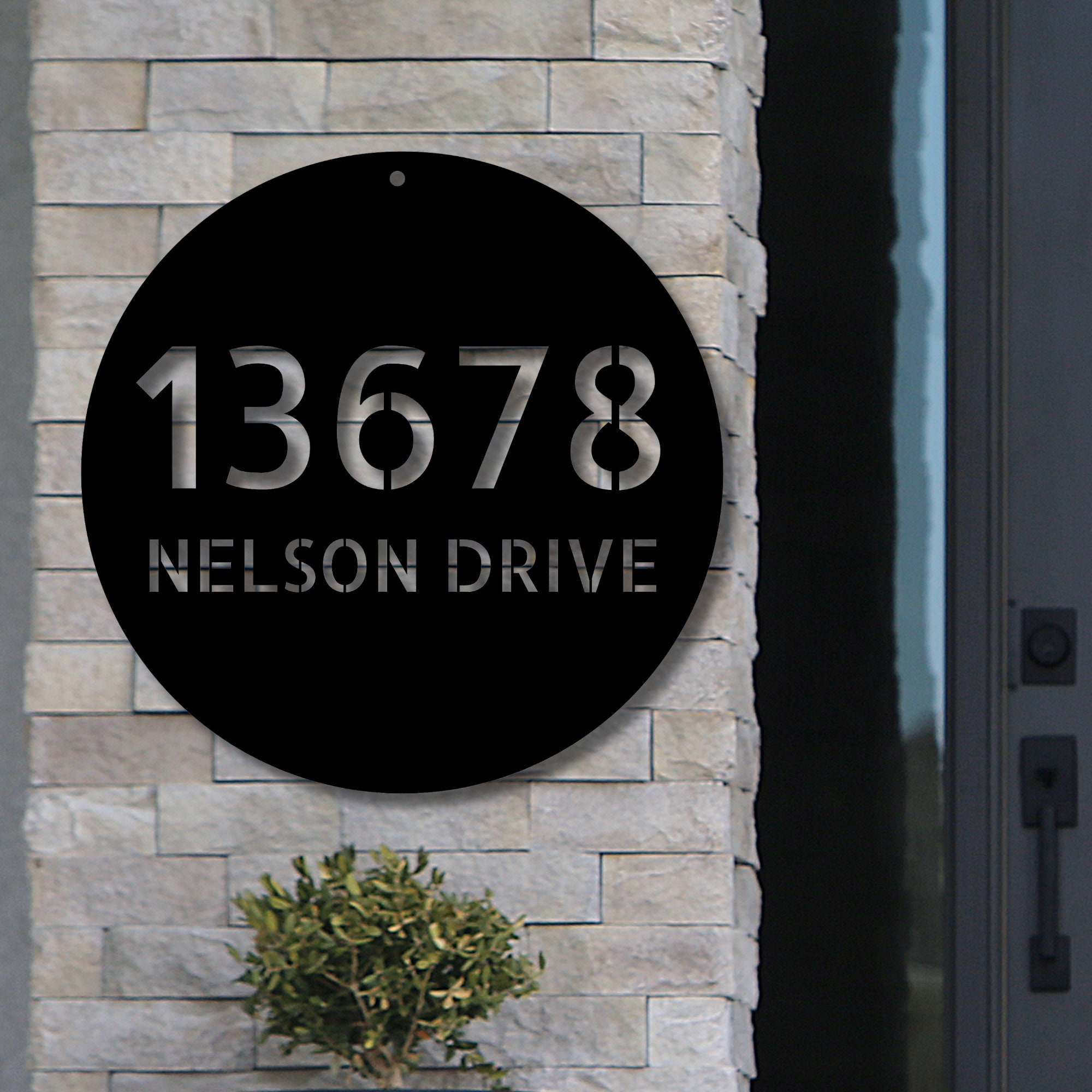 Custom Circle Address Metal Sign, Personalized Address Sign Plaque ...
