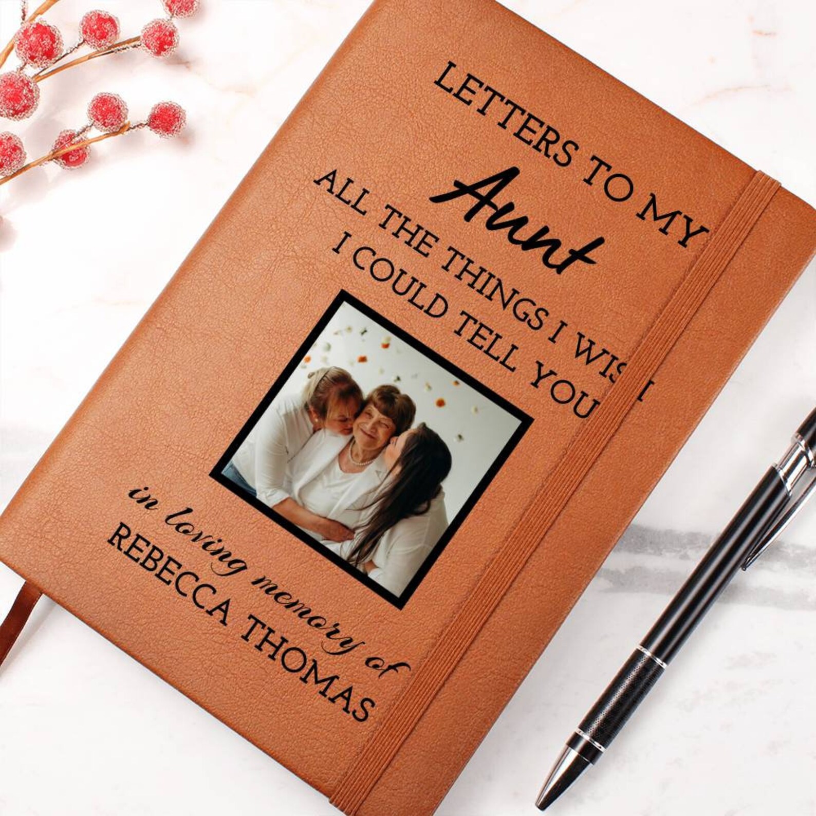Aunt Remembrance Photo Leather Journal, Aunt in Heaven Gift, Loss of ...