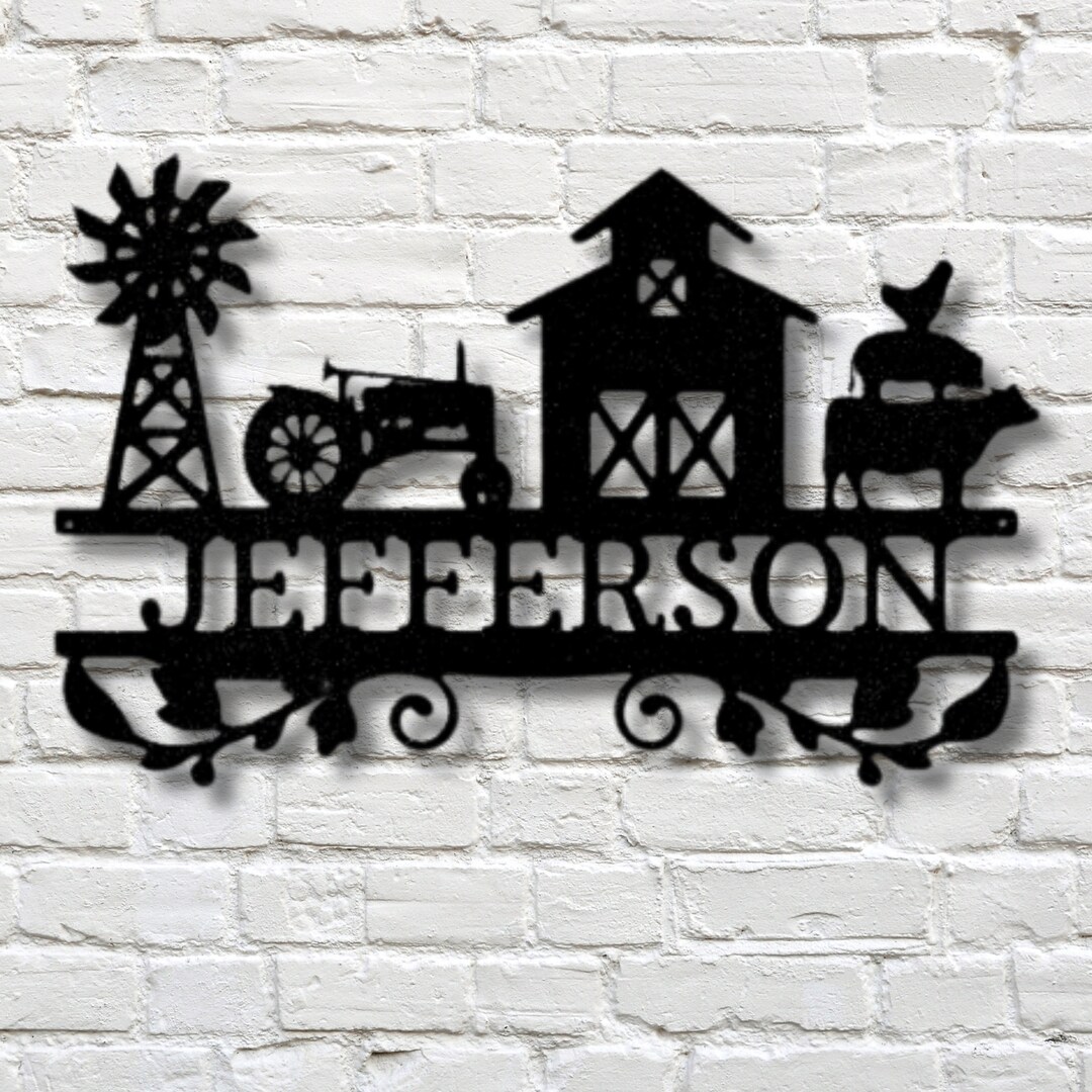 Custom Farm Sign With Tractor, Barn Metal Sign, Windmill and Farm ...