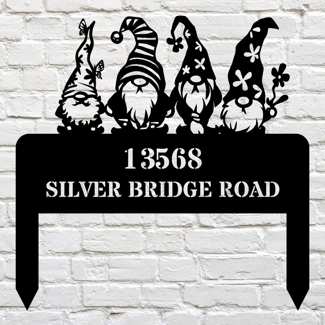 Personalized Gnome Address Metal Stake, House Number Sign, House ...