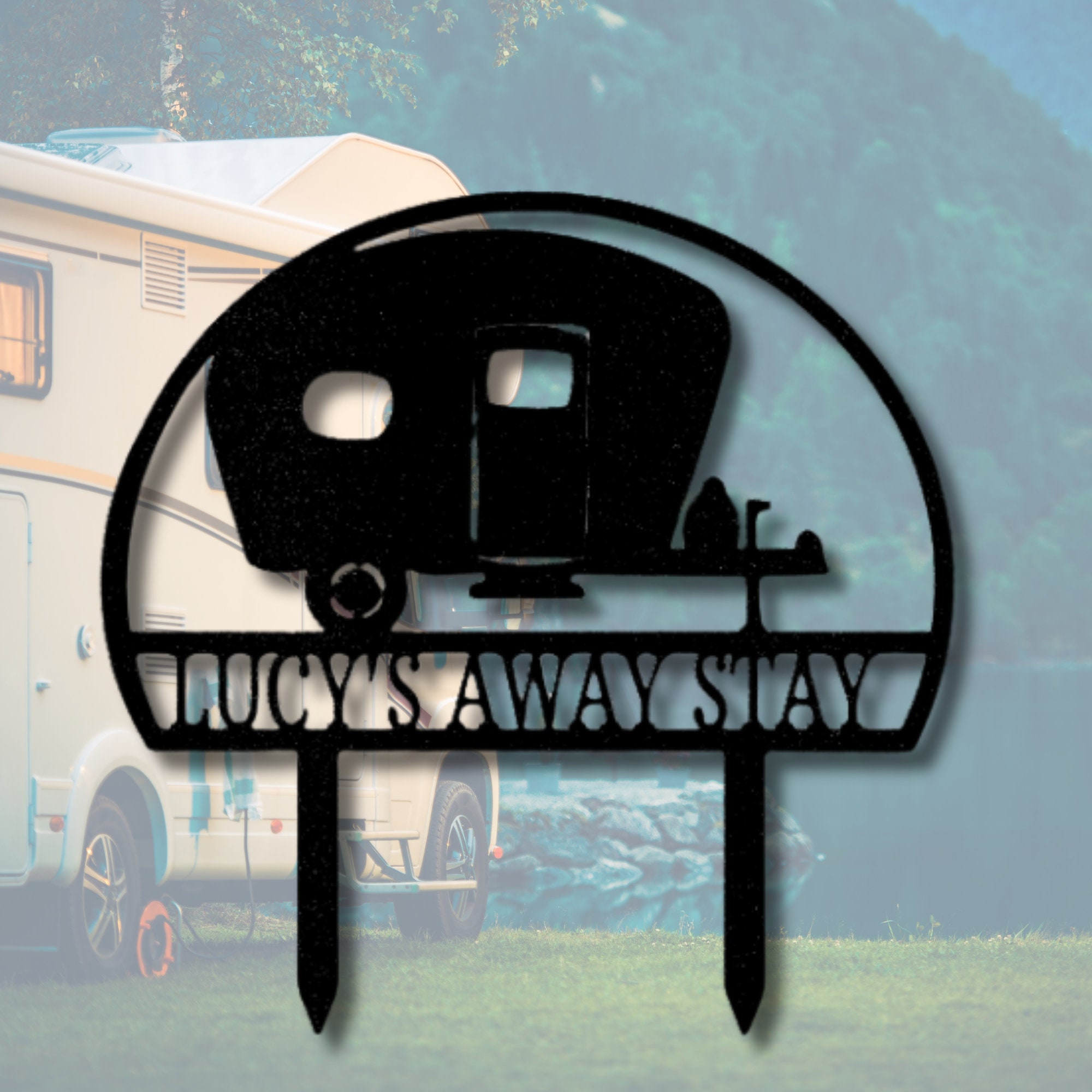 Custom Camper Yard Metal Sign, Personalized Camping Sign Monogram ...