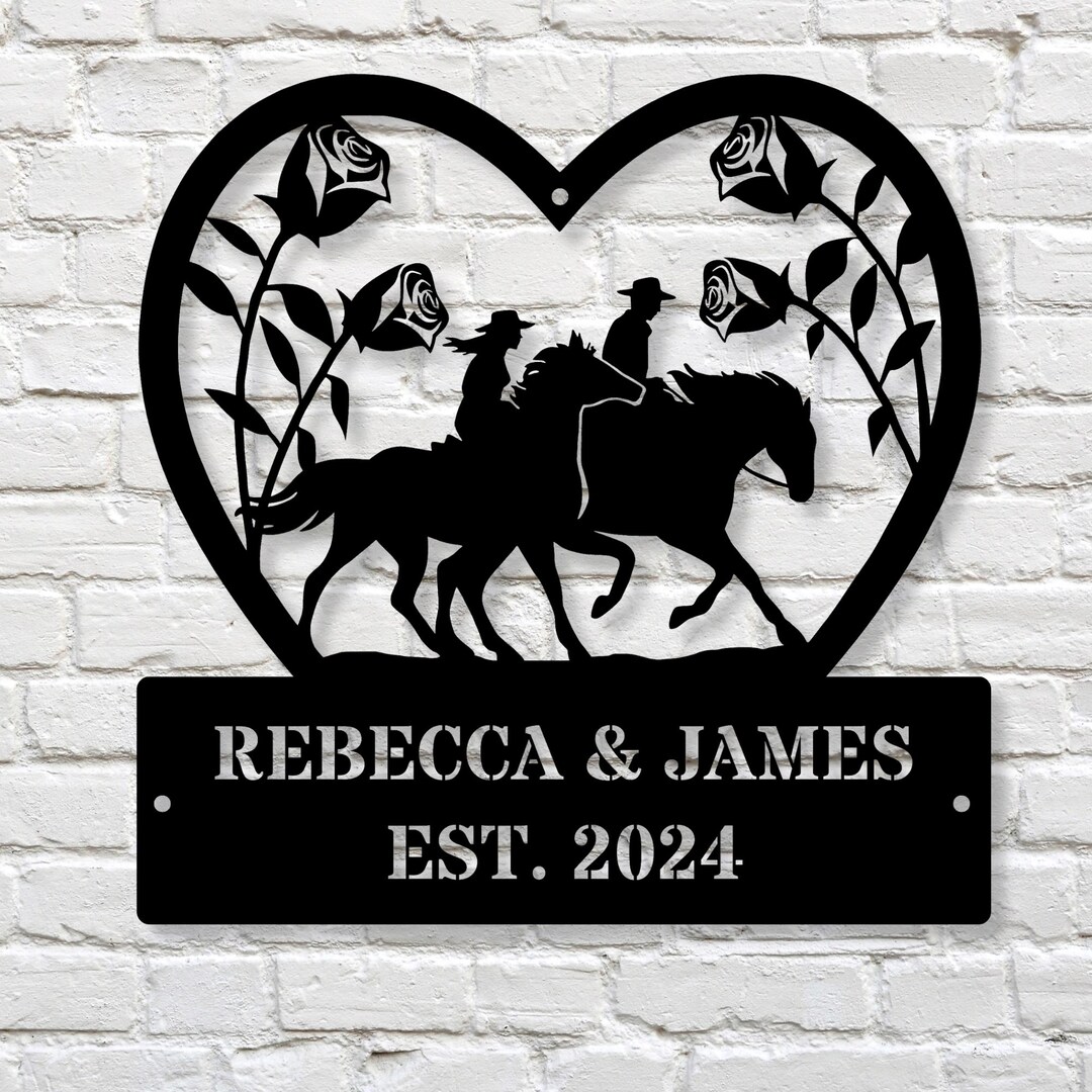 Personalized Couples Horse Metal Sign, Wedding Gift, Anniversary Metal ...