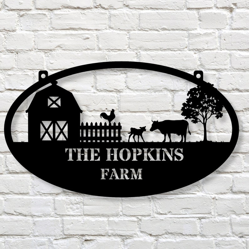Farmhouse Metal Sign, Metal Farm Address Sign, Last Name Hanging Sign ...