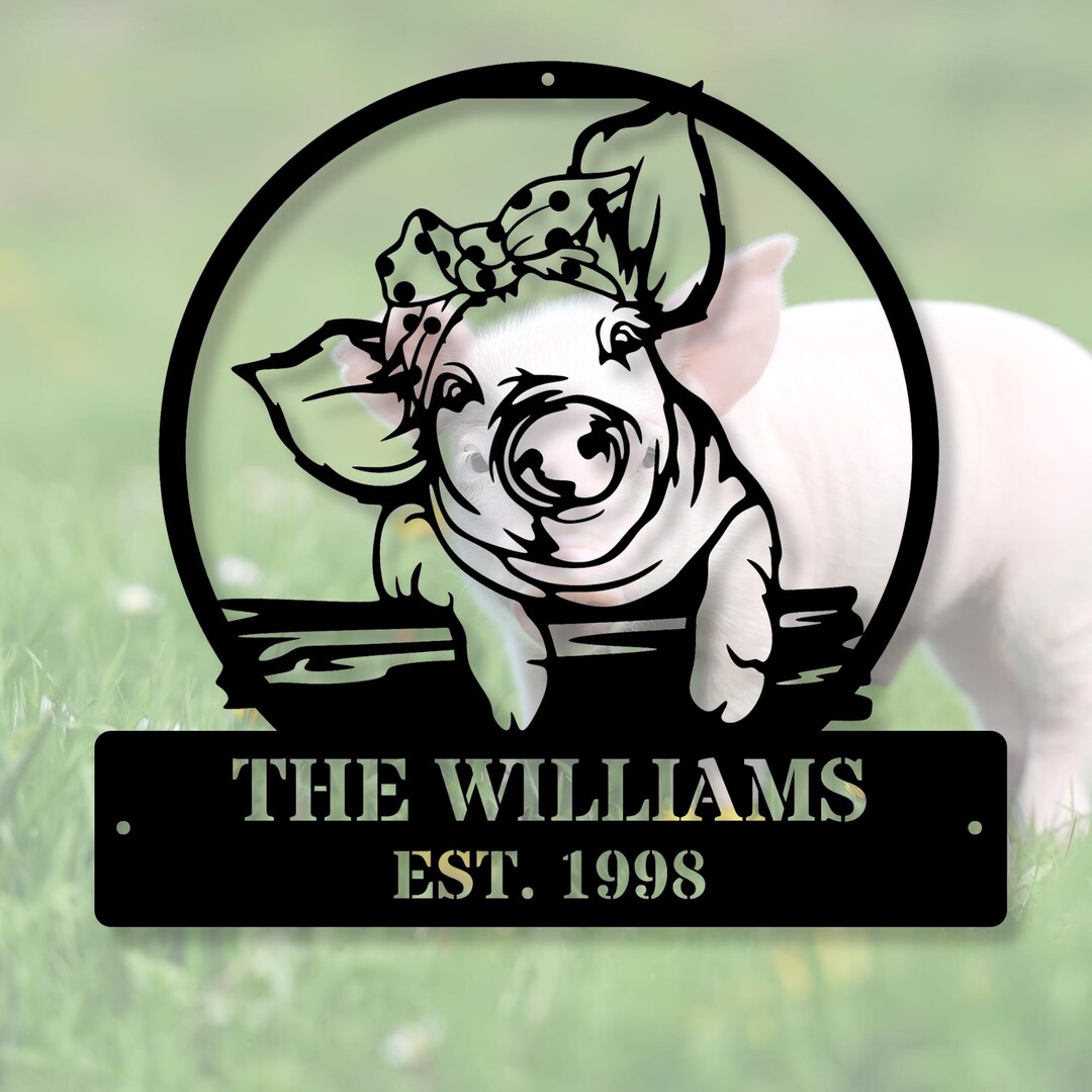 Custom Pig Metal Wall Sign, Pig Farm, Pig Wall Art, Farmhouse Decor ...