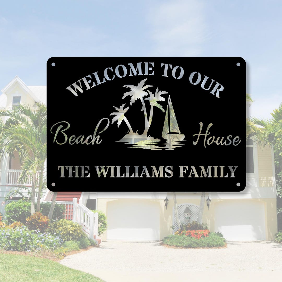 Custom Beach House Metal Sign, Nautical Decor, Lake House Decor ...