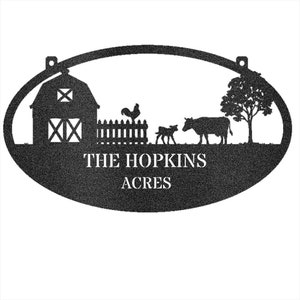 Farmhouse Metal Sign, Metal Farm Address Sign, Last Name Hanging Sign ...