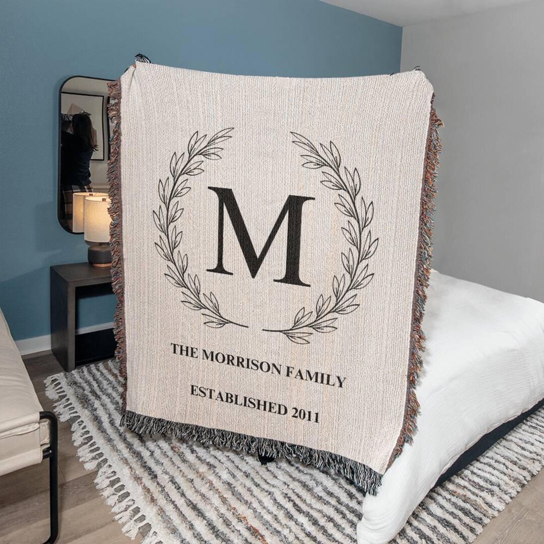 Custom Family Name Throw Blanket, Personalized Family Name Woven ...