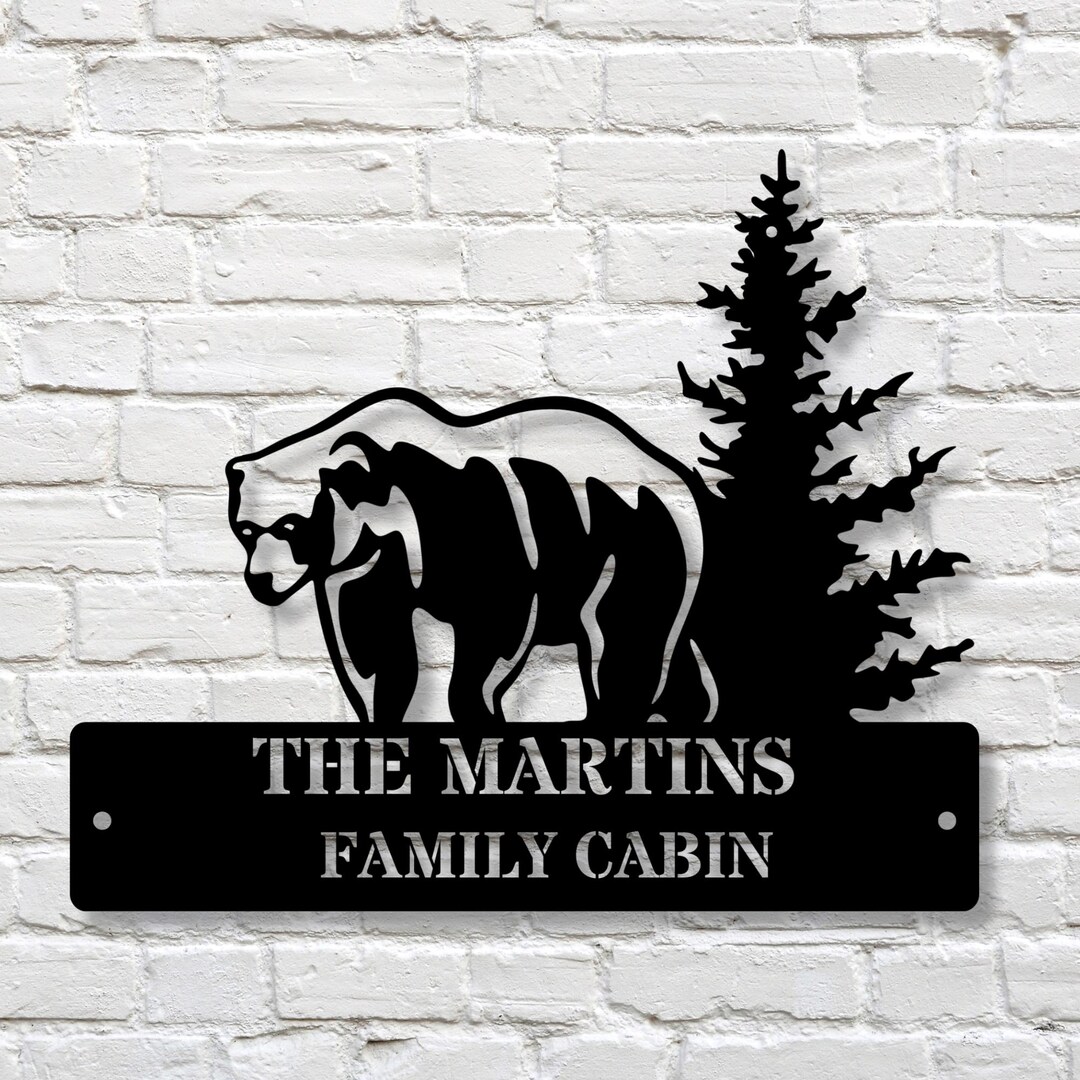 Grizzly Bear Metal Wall Sign, Large Metal Wall Sign, Cabin Wall Metal ...