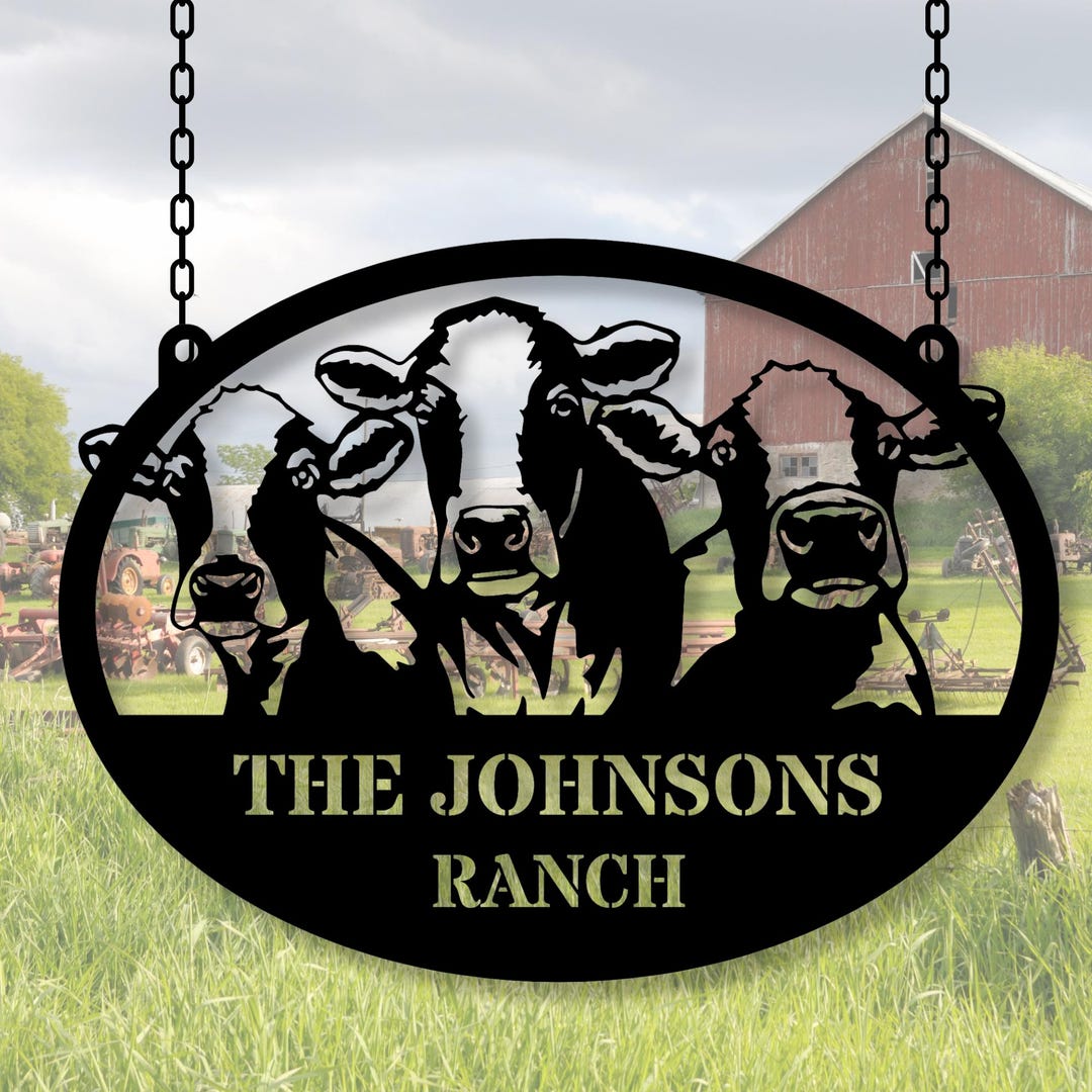 Cattle Farm Ranch Sign, Farm Metal Address Sign, Personalized Barn ...