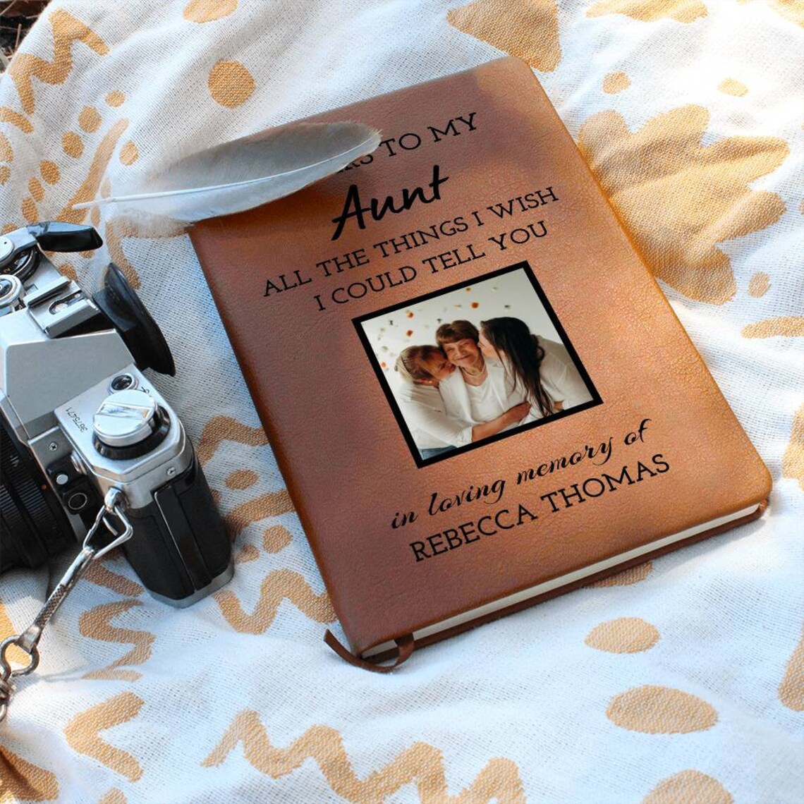 Aunt Remembrance Photo Leather Journal, Aunt in Heaven Gift, Loss of ...