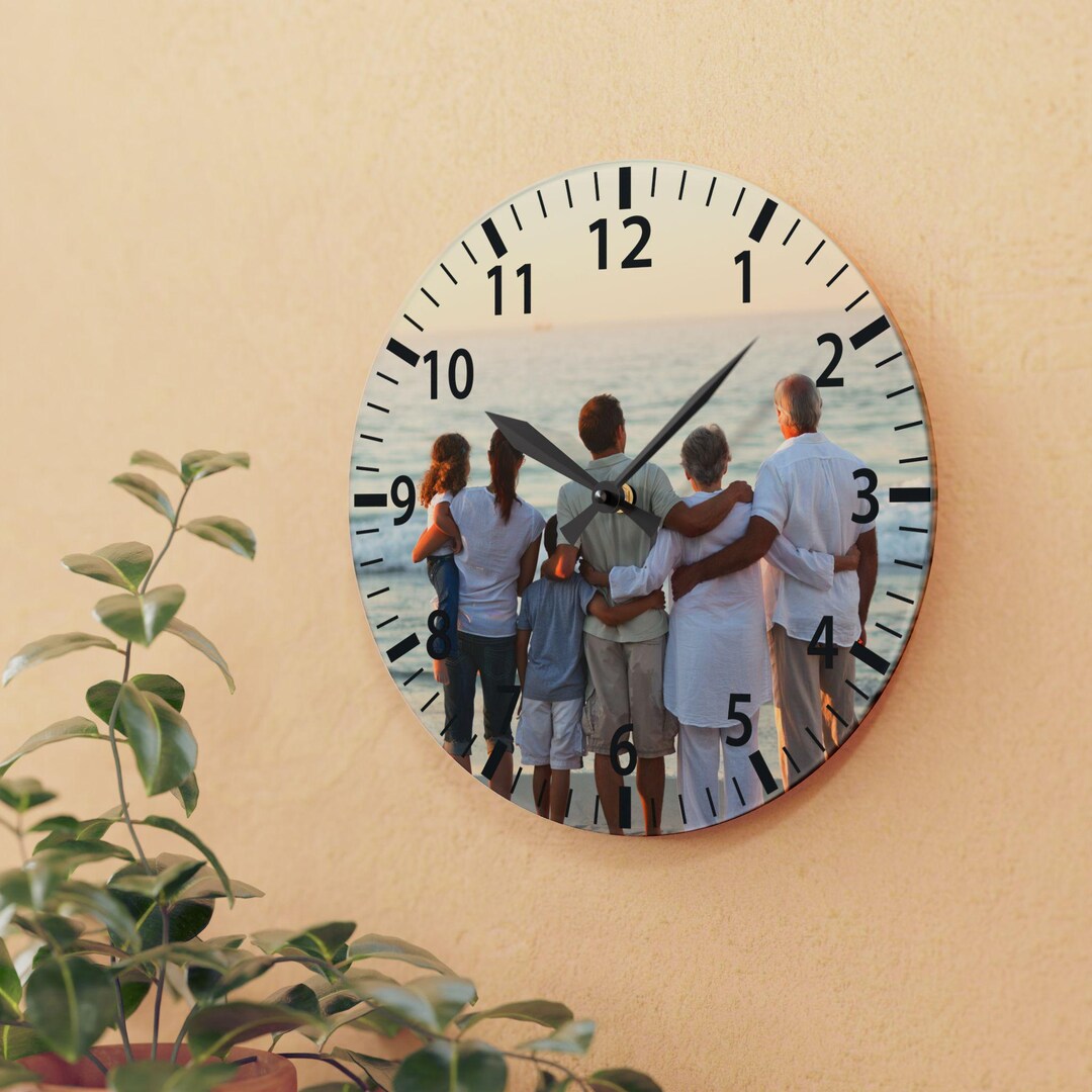 Personalized Acrylic Wall Clock, Family Picture Clock, Couples Photo ...