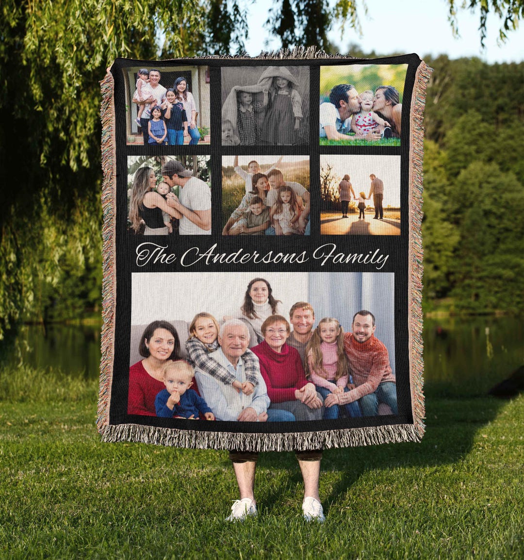 Custom Family Photo Woven Blanket, Personalized Picture Throw, Family ...