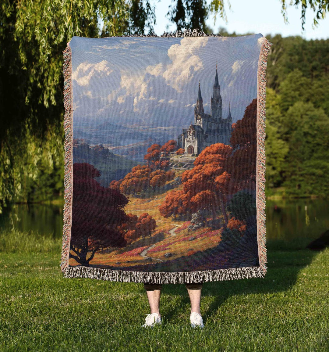 Medieval Castle Woven Blanket, Fantasy Castle Throw, Medieval Decor ...