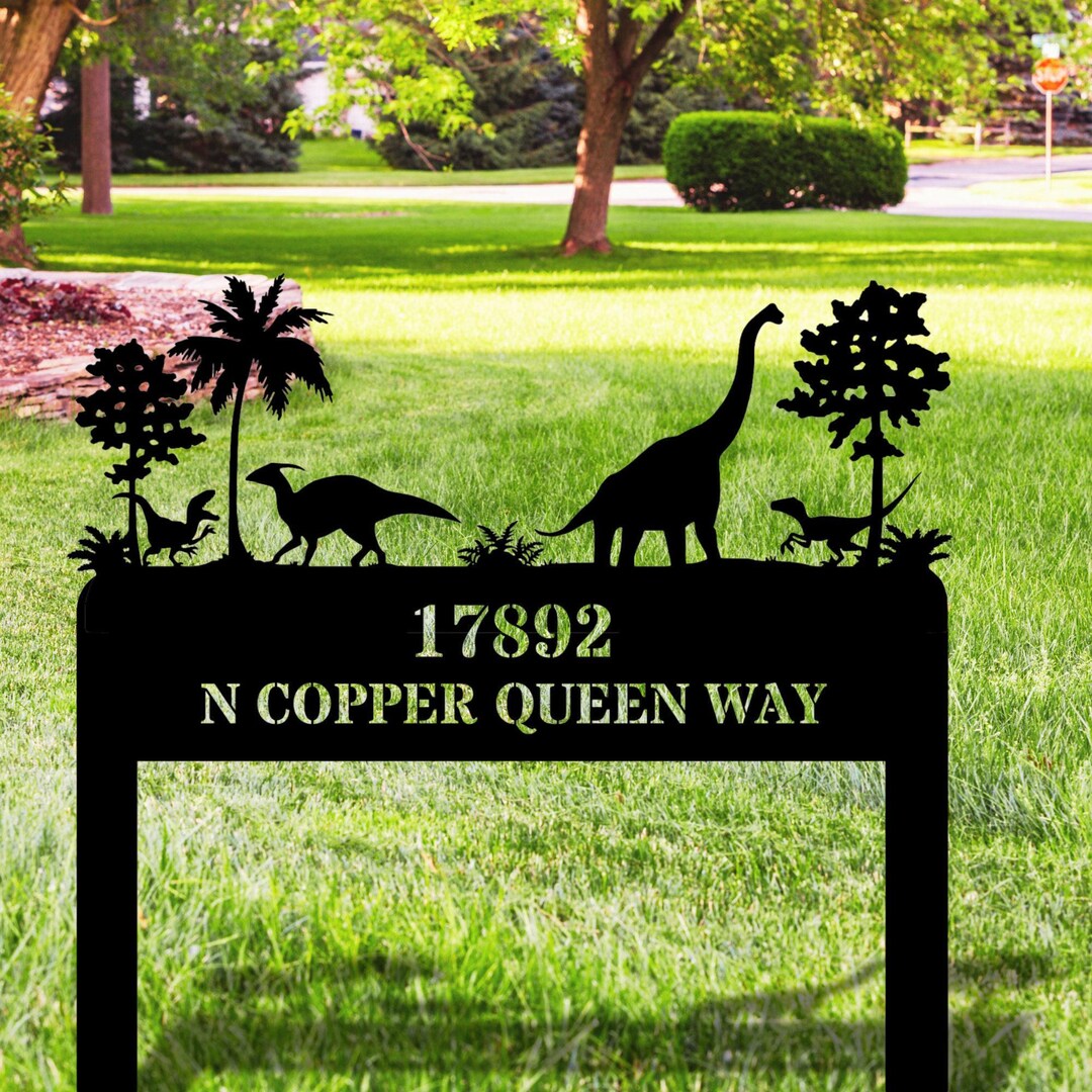 Custom Dinosaur Metal Address Sign, Dino Home Address Sign ...