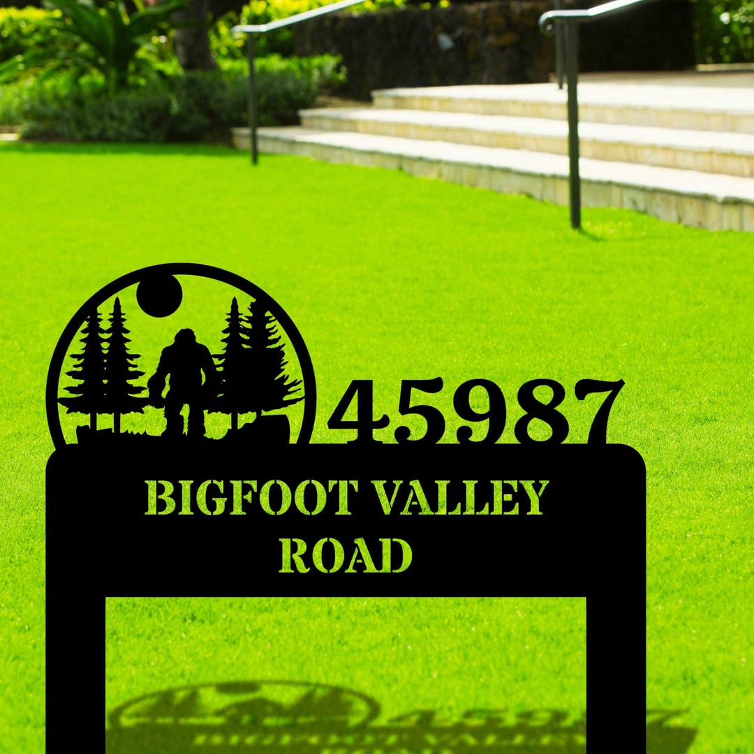 Customized Bigfoot Address Sign, Metal Address Stake Sign, Garden Stake ...