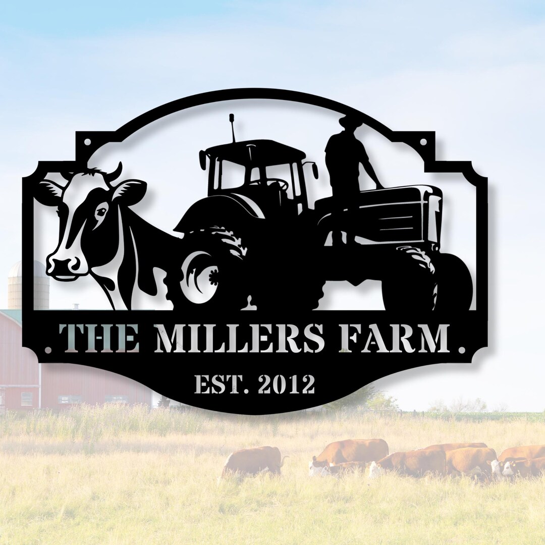 Custom Metal Barn Sign, Custom Farmhouse Sign, Est. Sign Cattle Ranch ...