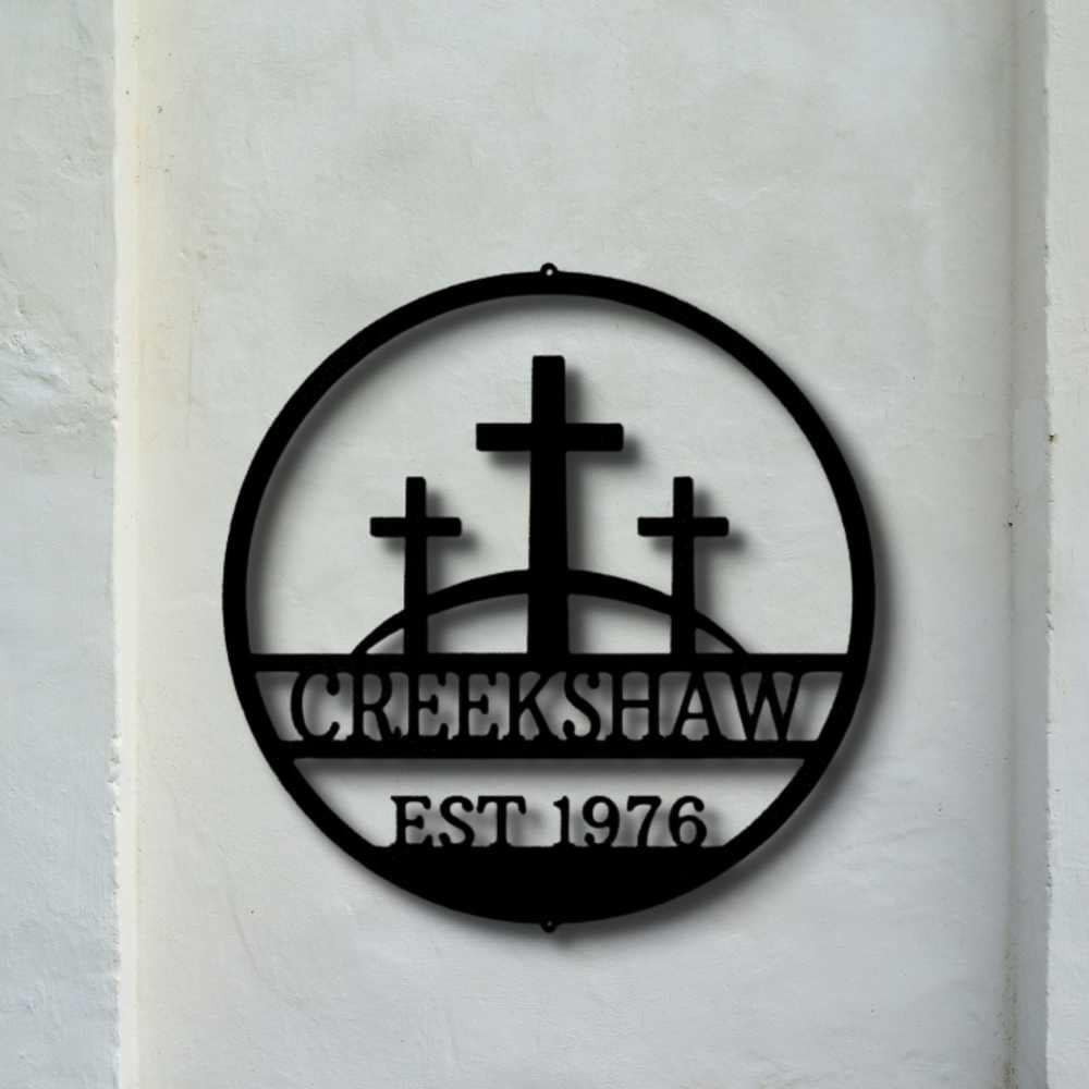 Custom Three Crosses Metal Sign Personalized Three Crosses - Etsy