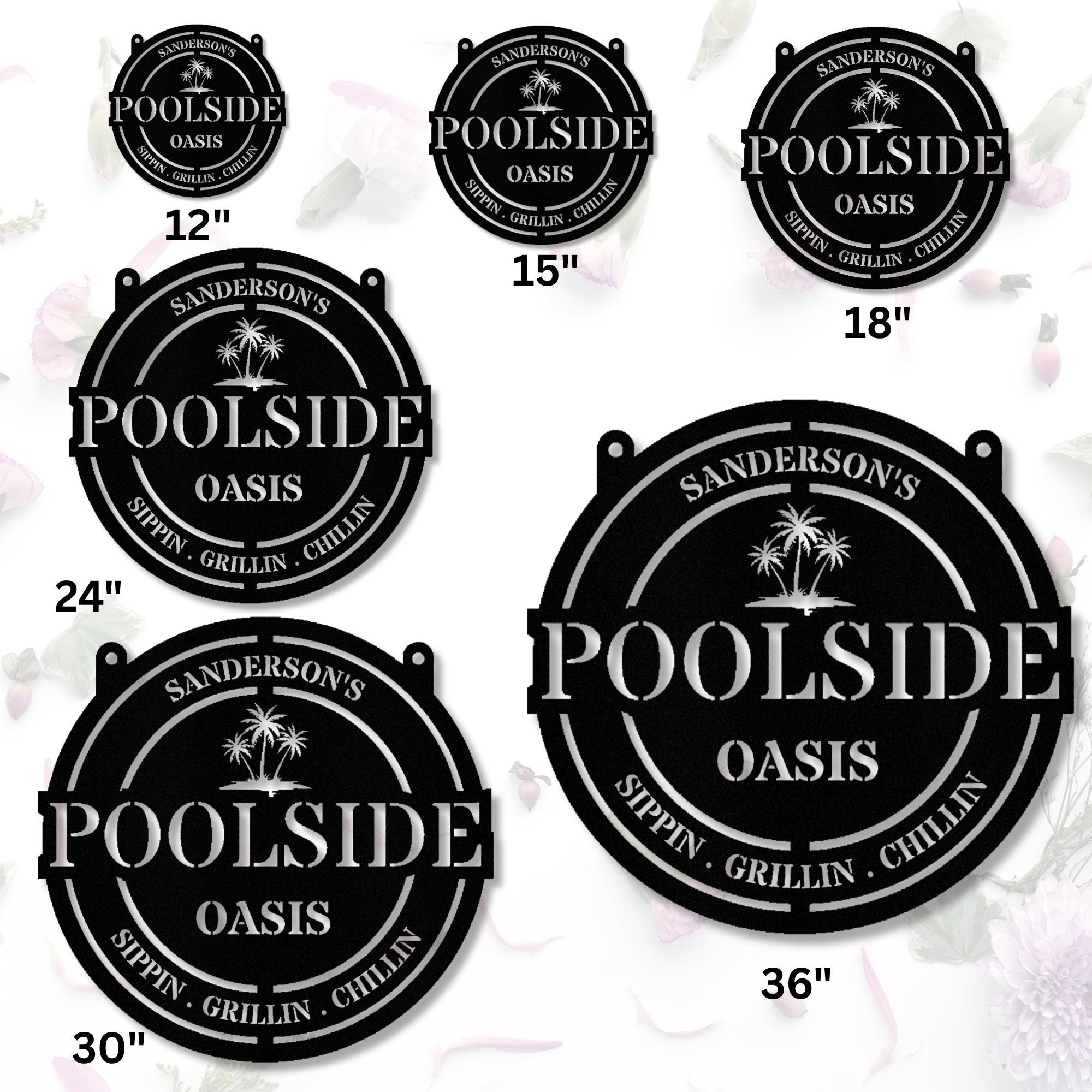 Personalized Poolside Oasis Metal Sign, Outdoor Decor, Pool Signs for ...