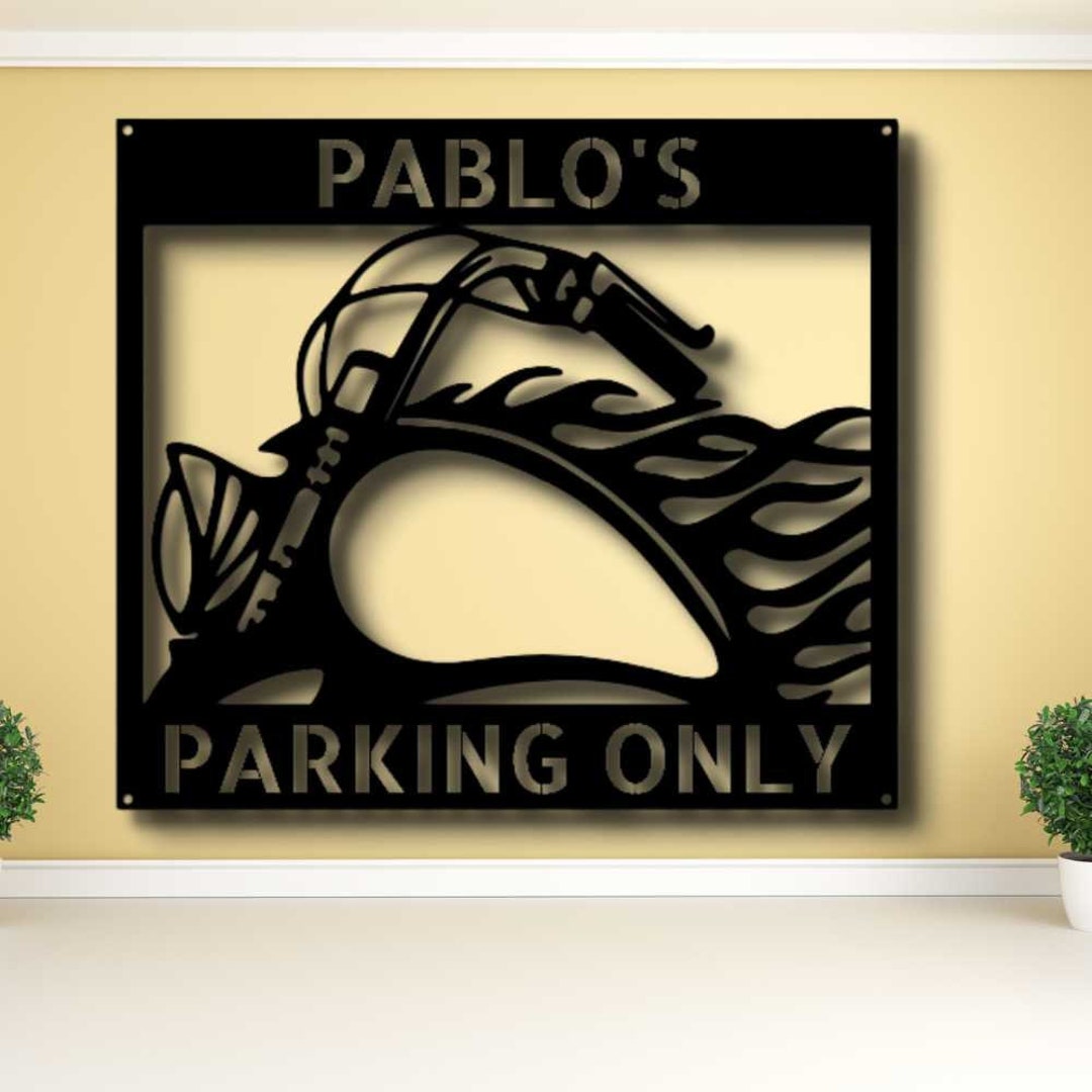 Custom Hog Parking Metal Sign, Personalized Motorcycle Name Monogram ...