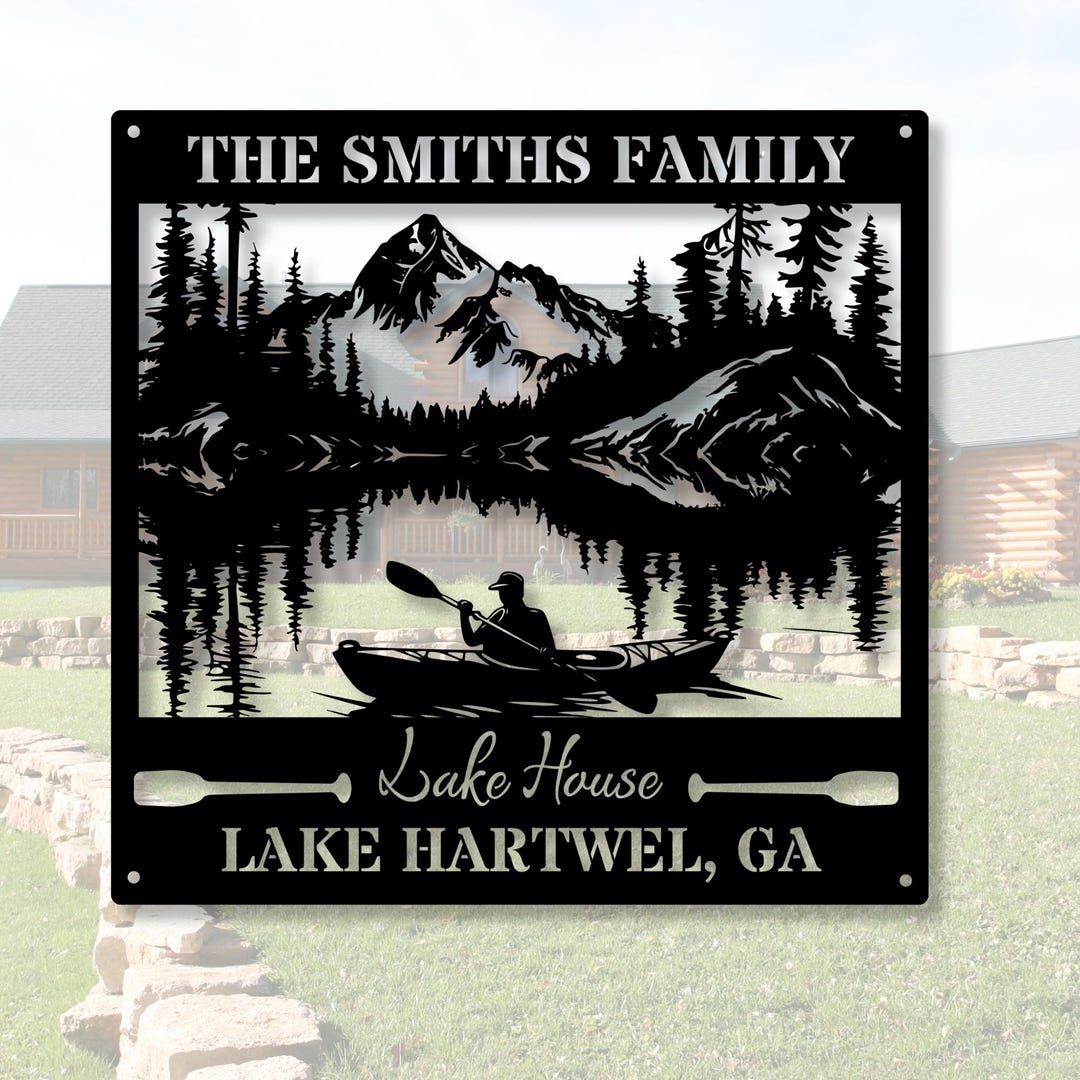 Custom Lake House Metal Sign Wall, Forest Lake Sign, Personalized Lake ...