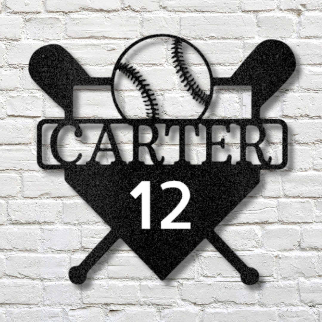 Custom Name Baseball Monogram, Grandson Baseball Metal Sign, Baseball ...