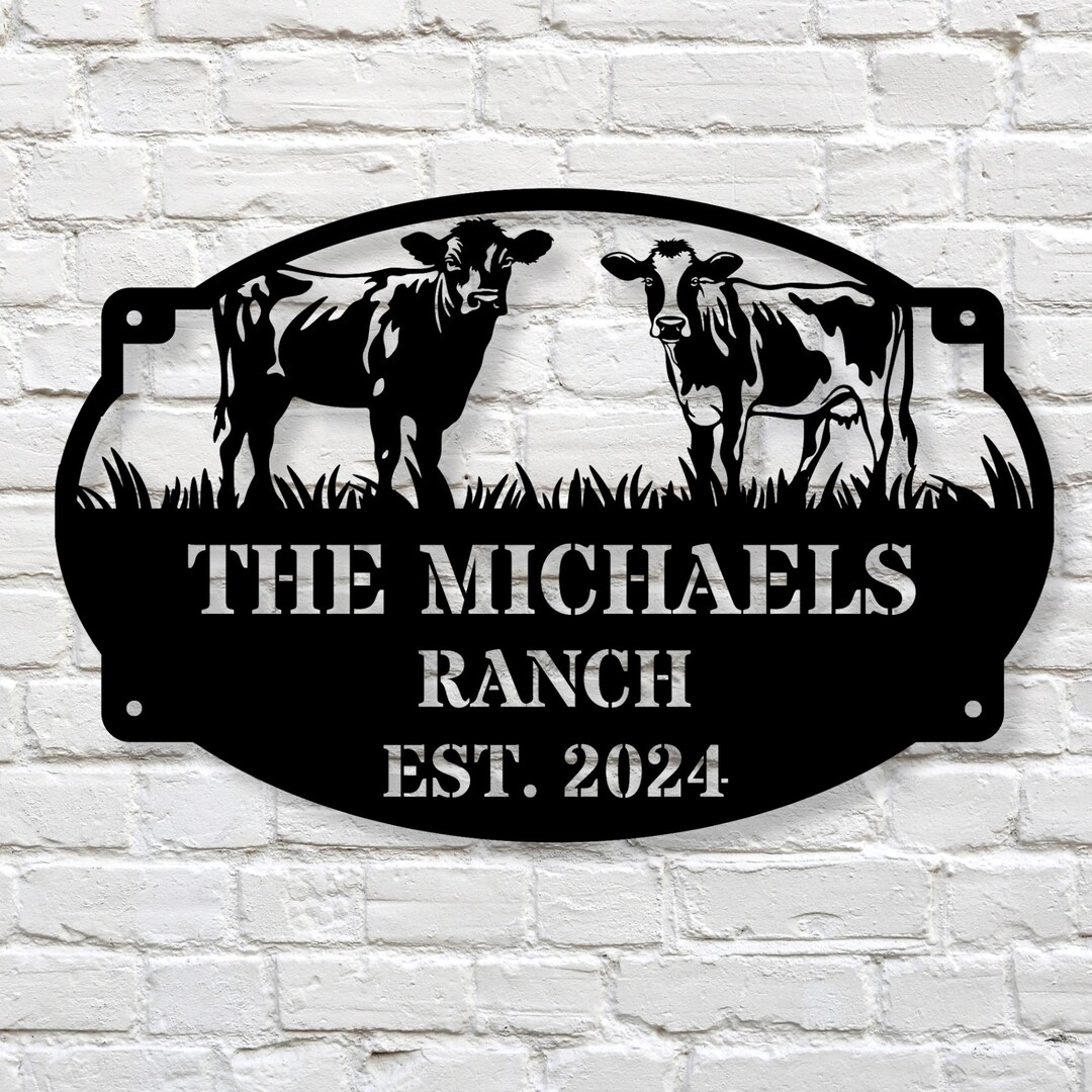 Customized Cattle Ranch Metal Sign, Cow Sign, Farmhouse Metal Sign ...