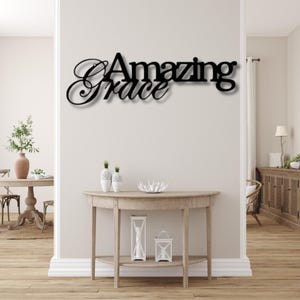 Amazing Grace Metal Sign, Gift for Christians, Metal Wall Sign, Script ...