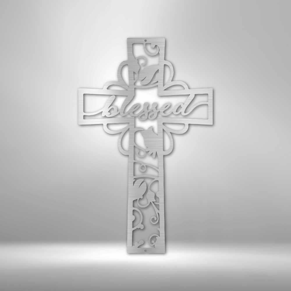 Blessed Cross - Metal Steel Sign, Housewarming Gift, Religious Metal ...