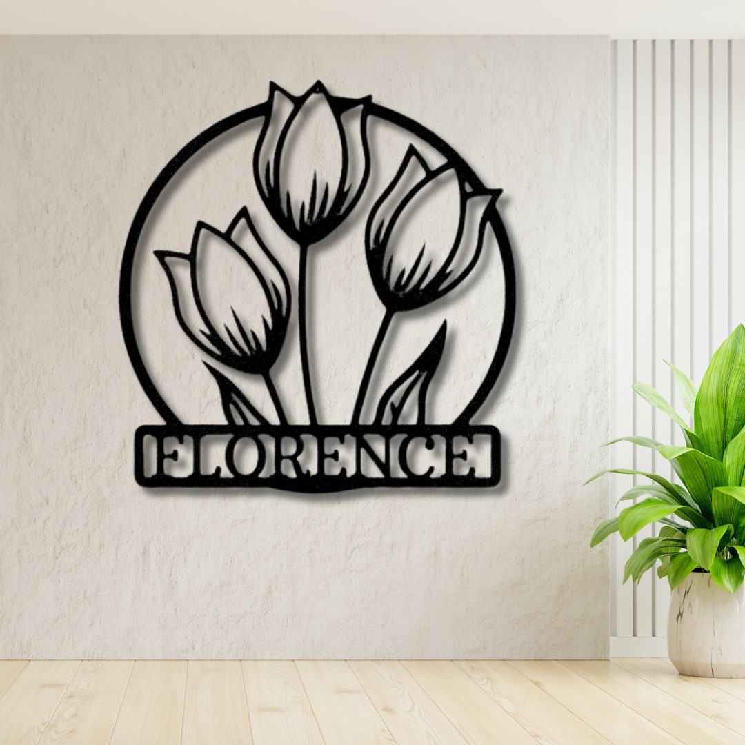 Custom Wild Tulip Metal Sign, Personalized Wild Tulip Monogram, Garden ...