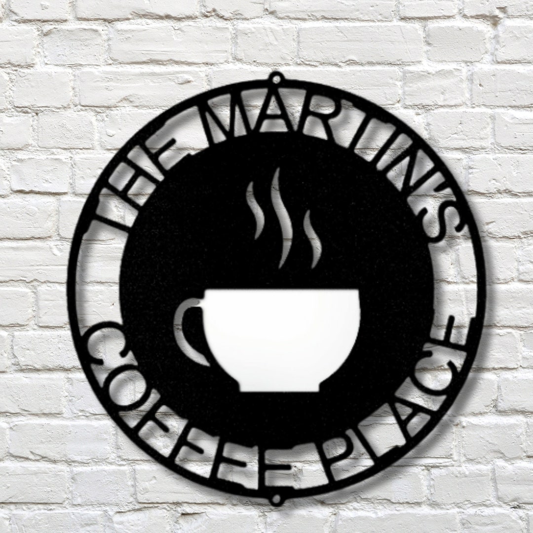 Coffee Bar Wall Sign, Personalized Coffee Metal Sign, Kitchen Coffee ...