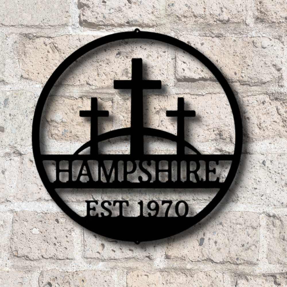 Custom Three Crosses Metal Sign, Personalized Three Crosses Sign ...