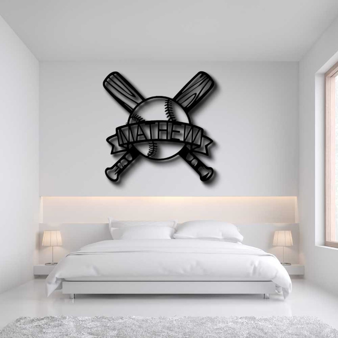 Custom Baseball Metal Sign, Personalized Name Baseball Bat and Ball ...