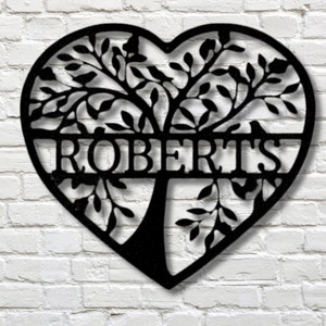 Personalized Heart Tree Metal Sign, Tree Metal Art, Tree of Life Art ...