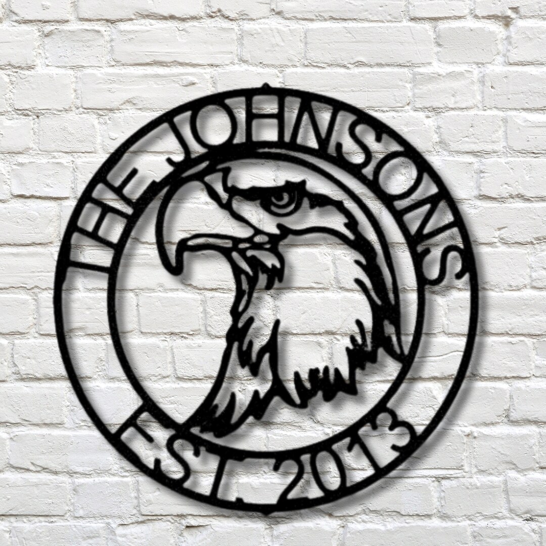 Personalized Eagle Head Metal Sign, Housewarming Gift, Indoor Outdoor ...