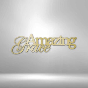 Amazing Grace Metal Sign, Gift for Christians, Metal Wall Sign, Script ...