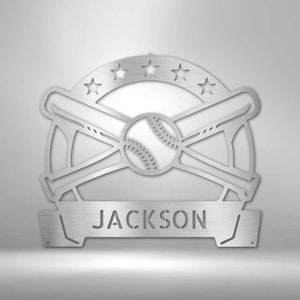 Personalized Baseball Bat Metal Sign, Customized Kids Name Baseball ...