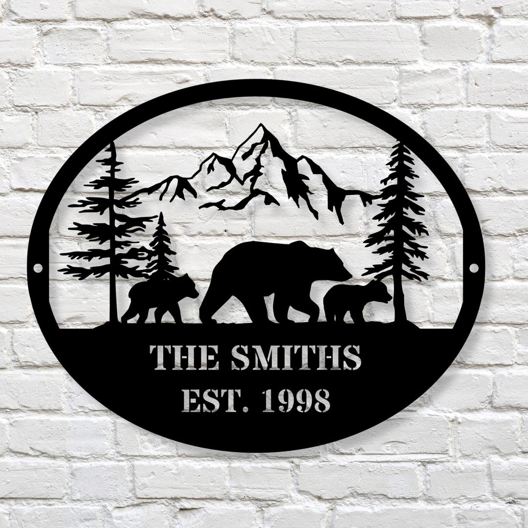 Customized Bear Cubs Mountain Sign, Cabin Wall Decor, Bear Lover Sign ...