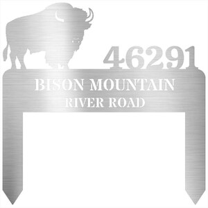 Customized Bison Metal Address Stake Sign, Bison Front Yard Address ...